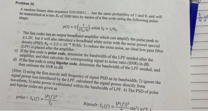 Solved p(1ਤਕ) p(e) =(37/7).while T, = 1/R Problem 16 A | Chegg.com