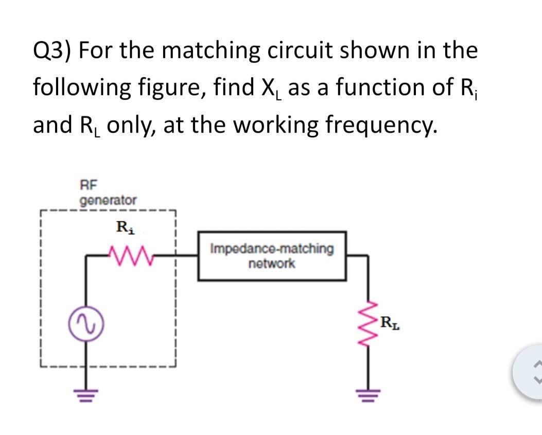 Solved Q3) For the matching circuit shown in the following | Chegg.com