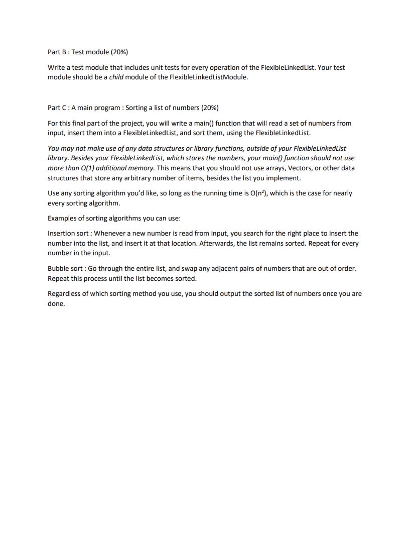 Solved Project 4Improved Linked ListPart A : Implementing a | Chegg.com