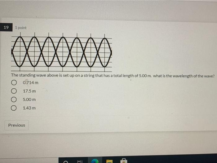 Solved 19 1 point The standing wave above is set up on a | Chegg.com