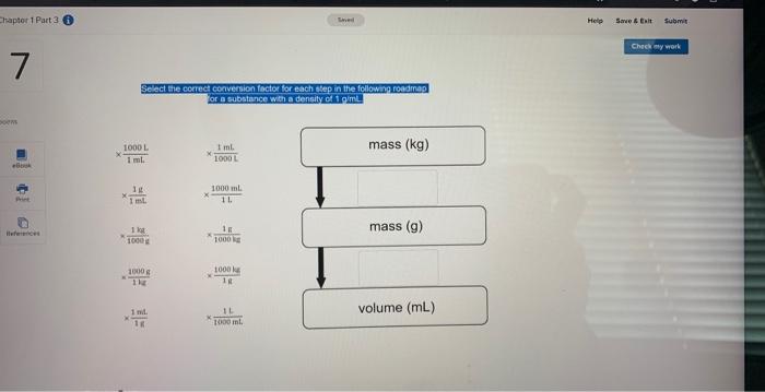 Solved Select the correct conversion factor for each step in | Chegg.com