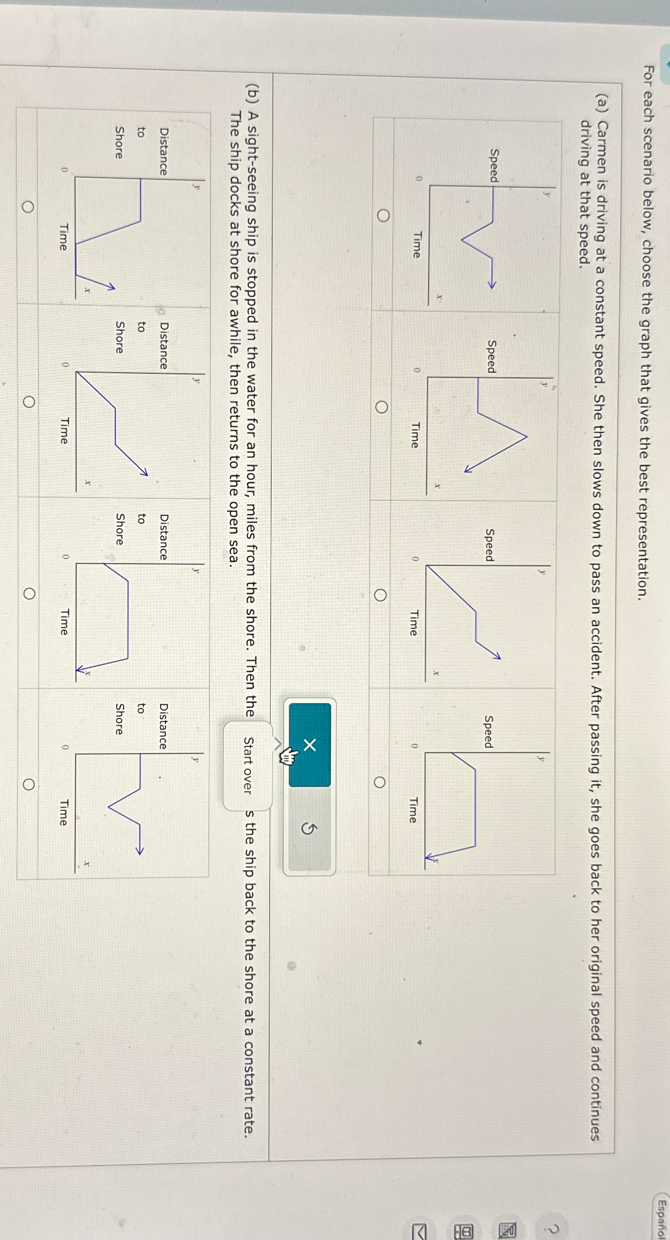 Solved For each scenario below, choose the graph that gives | Chegg.com