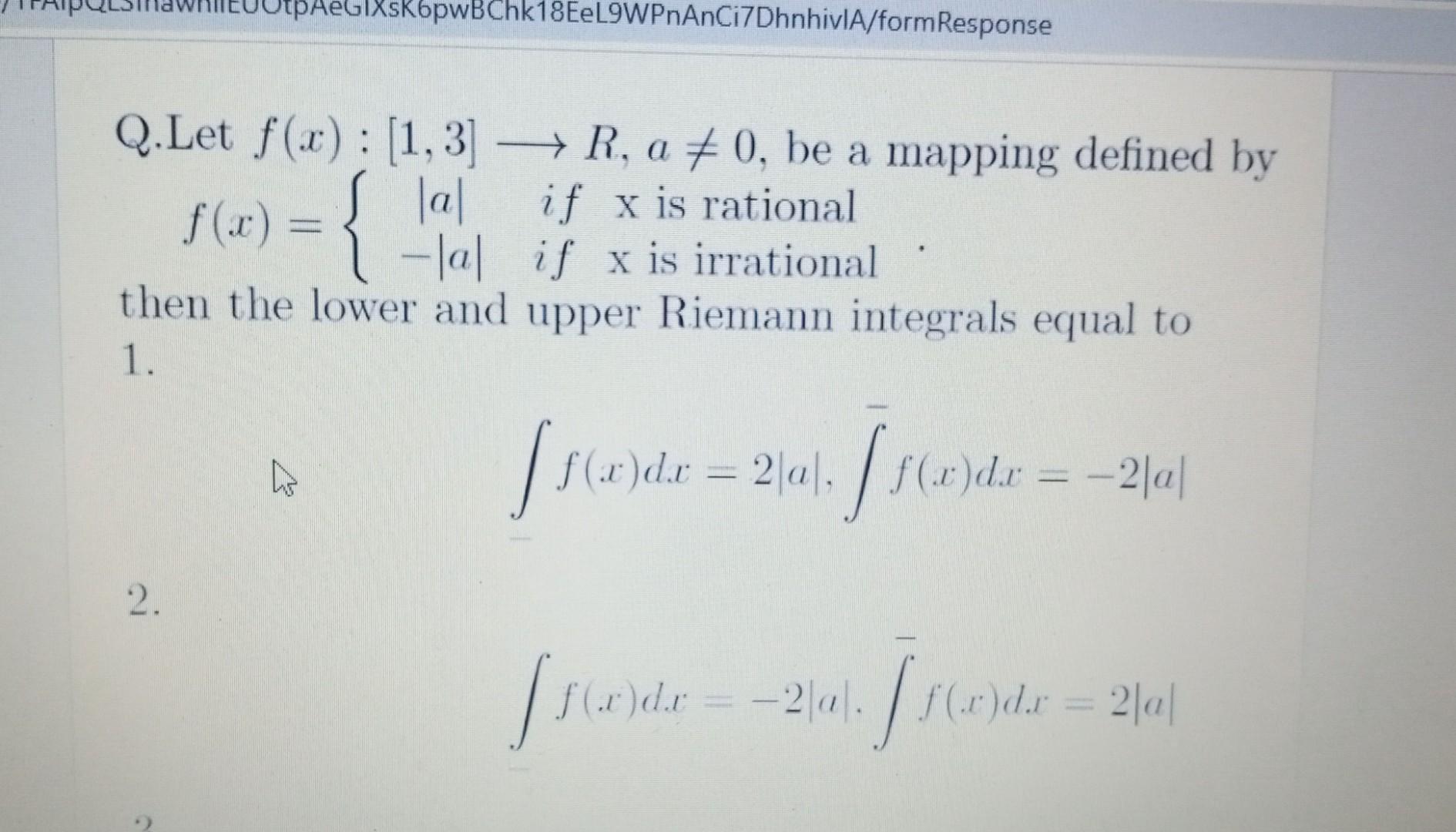 Solved Q.Let f(x):[1,3] R,a =0, be a mapping defined by | Chegg.com