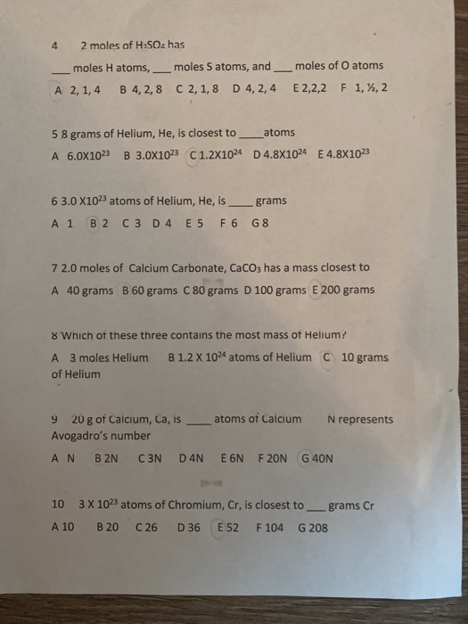 Solved moles He 1 12 grams of Helium, He, is A 2 B 3 C 4 D 5 | Chegg.com