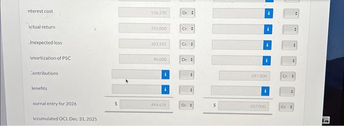 For 2026, prepare the journal entry to record | Chegg.com