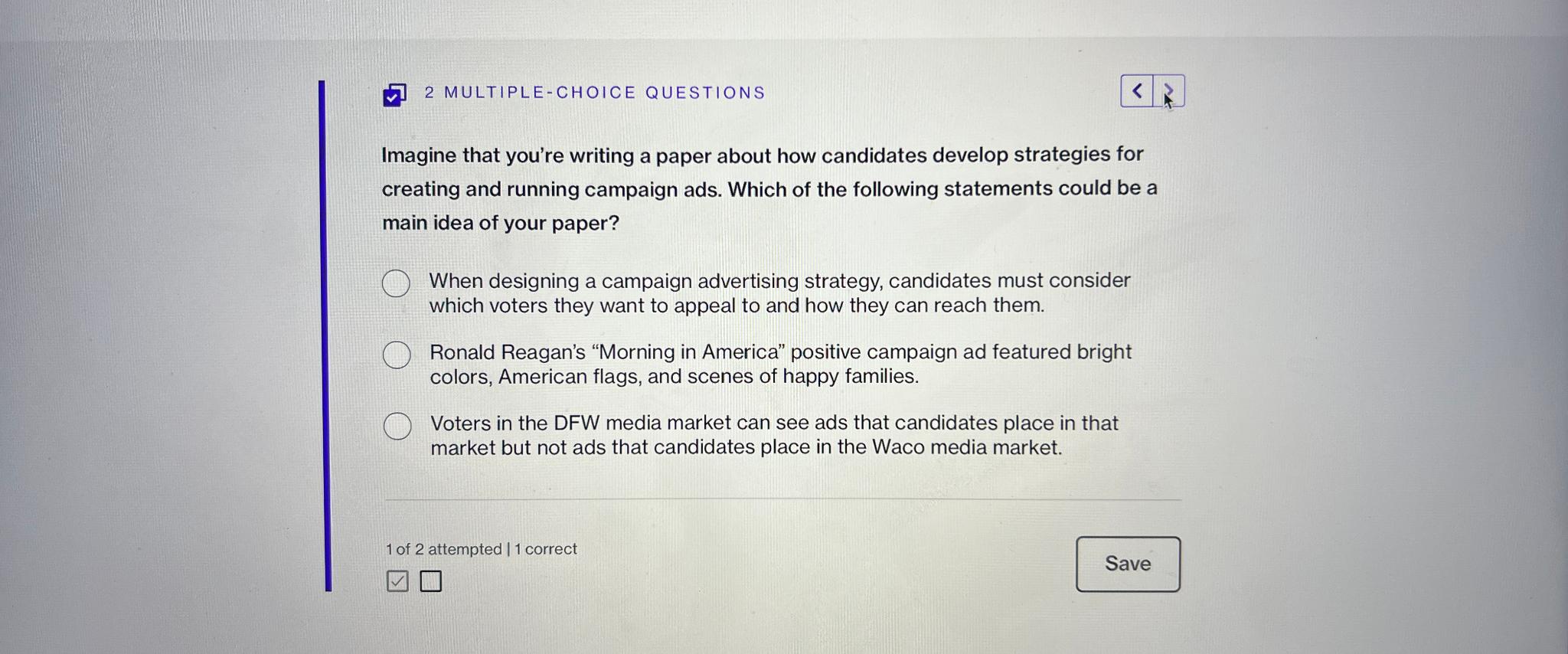 Solved 2 ﻿MULTIPLE-CHOICE QUESTIONSImagine that you're | Chegg.com