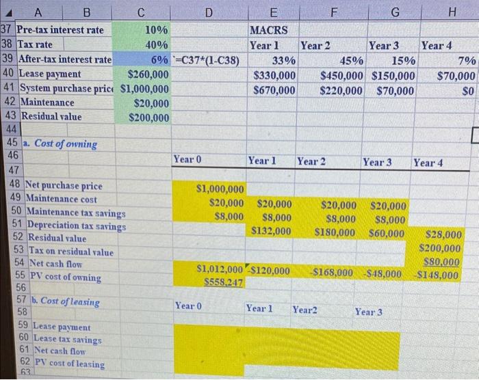 Solved in using excel, what formulas are needed and how | Chegg.com