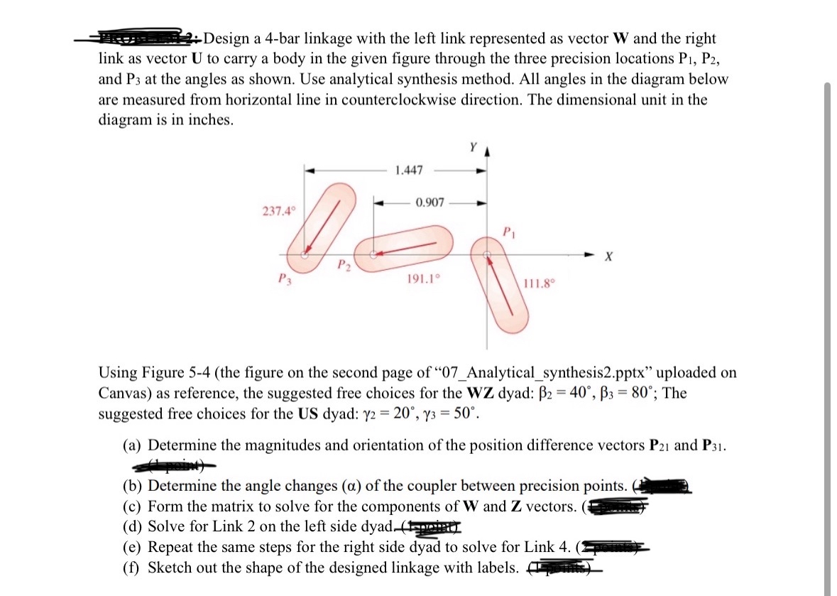 Solved -Design a 4-bar linkage with the left link | Chegg.com