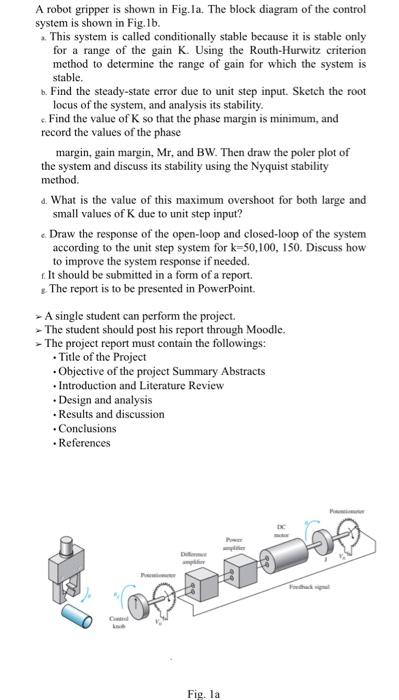 Solved A robot gripper is shown in Fig.la. The block diagram | Chegg.com