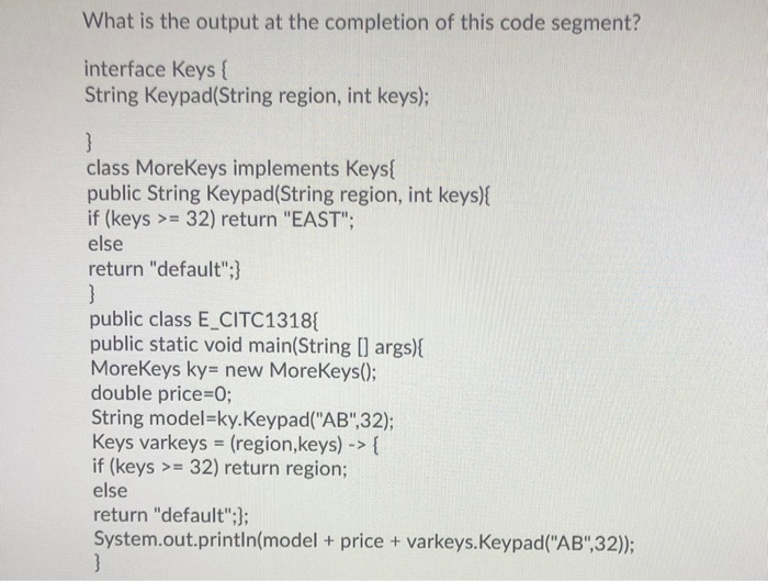 Solved What is the output at the completion of this code | Chegg.com