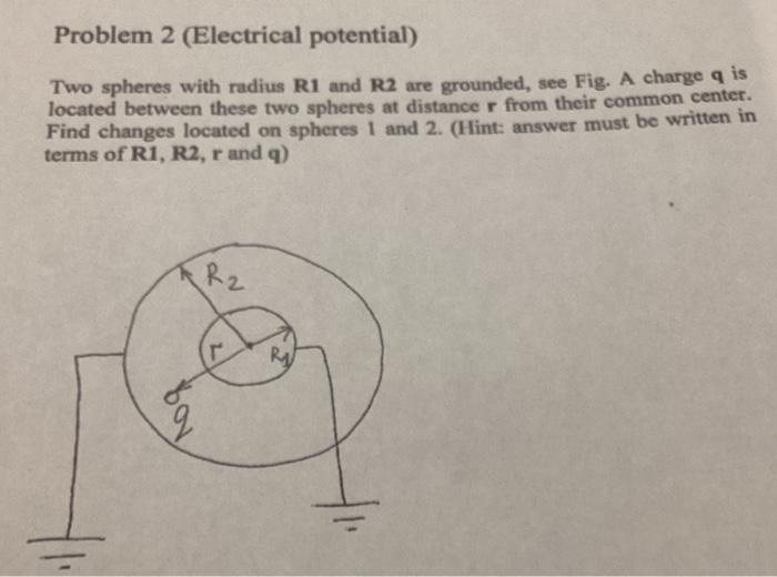 Solved Problem 2 (Electrical potential) Two spheres with | Chegg.com