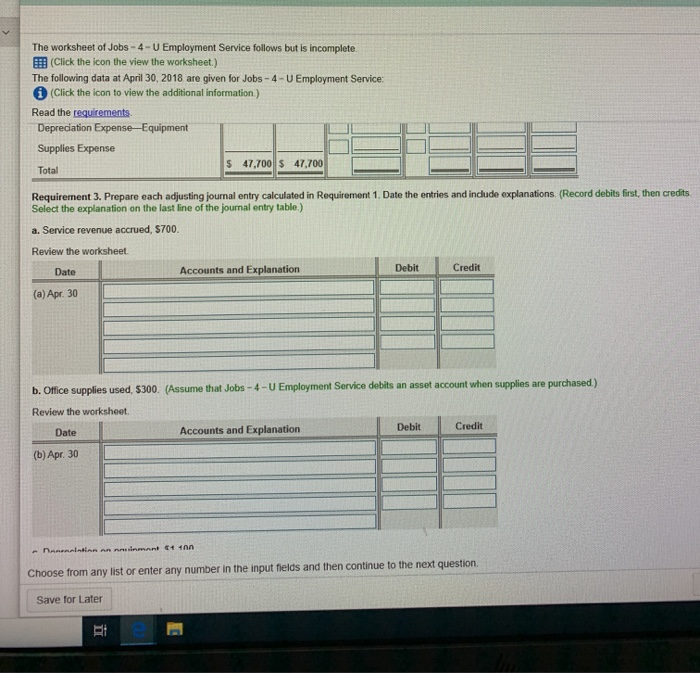 Solved The worksheet of Jobs - 4-U Employment Service | Chegg.com