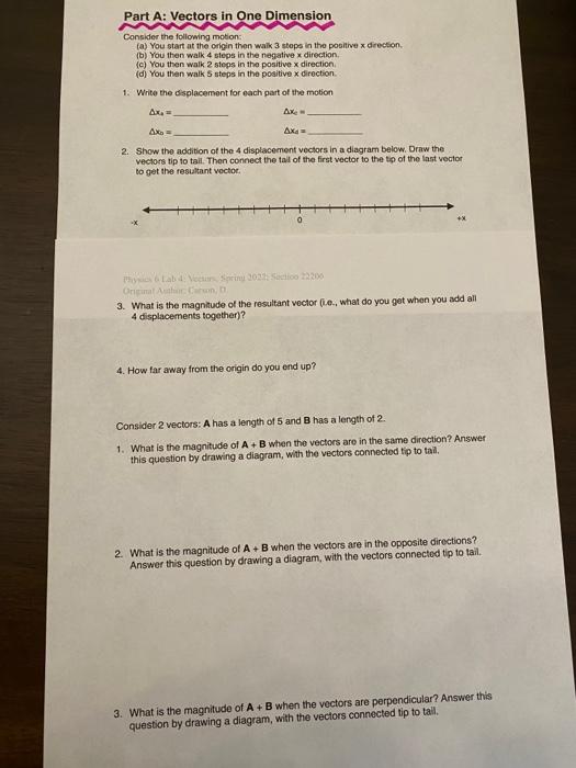 Solved Part A: Vectors in One Dimension Consider the | Chegg.com