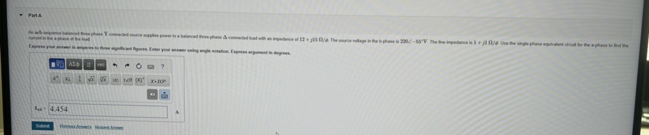 PartaAn acb sequence balanced three phase Y ﻿An acb | Chegg.com