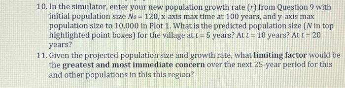 Solved 10. In the simulator, enter your new population | Chegg.com