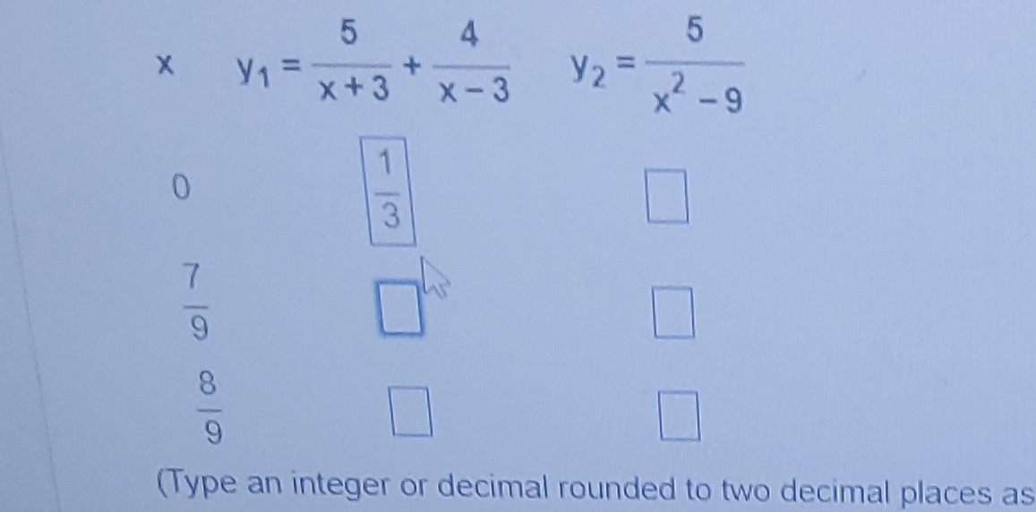 Solved x,y1=5x+3+4x-3,y2=5x2-901389(Type an integer or | Chegg.com