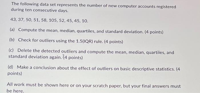 Solved The following data set represents the number of new | Chegg.com
