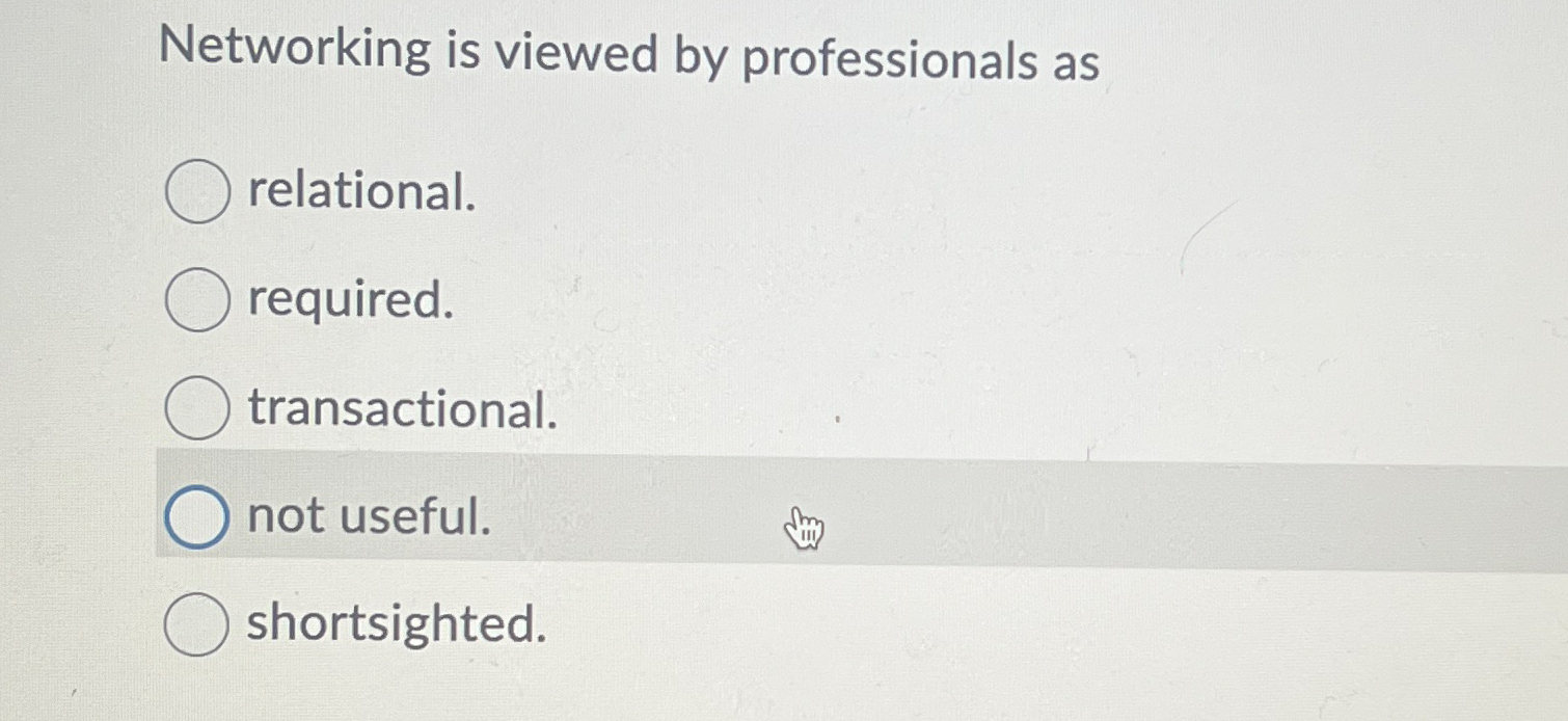 Solved Networking is viewed by professionals | Chegg.com