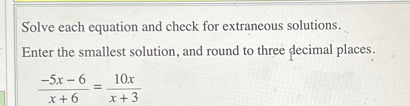 Solved Solve each equation and check for extraneous | Chegg.com