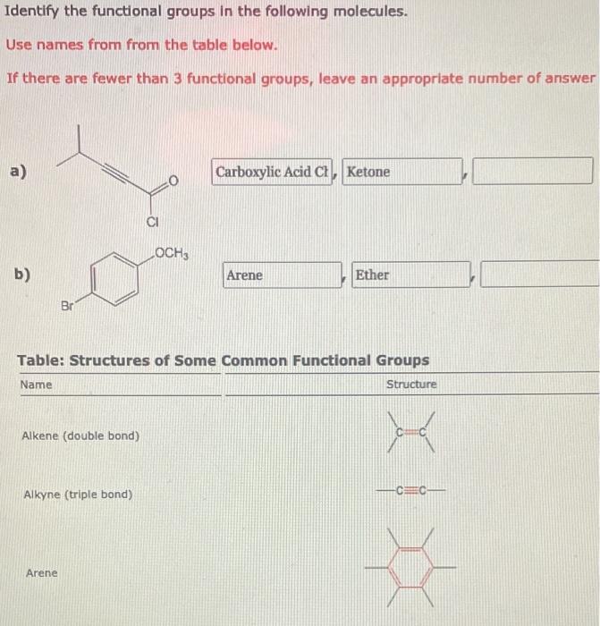 Solved Identify the functional groups in the following | Chegg.com