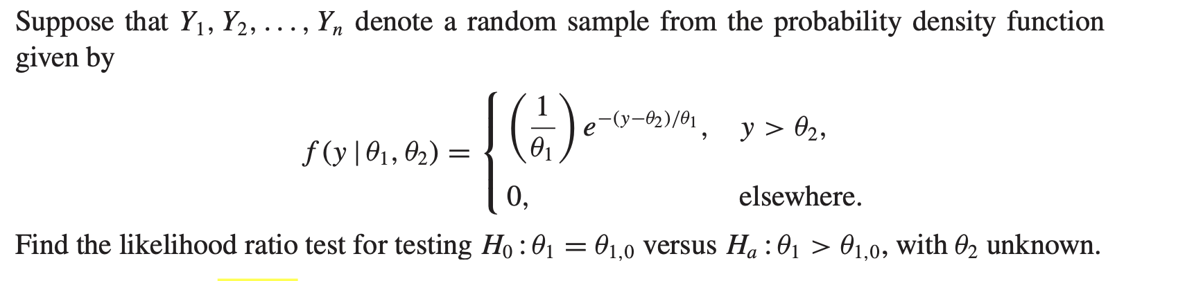 Solved Suppose that Y1,Y2,dots,Yn ﻿denote a random sample | Chegg.com