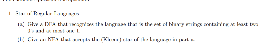 Solved Star Of Regular Languagesa give A Dfa That