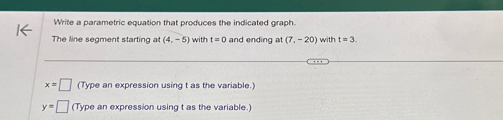 Write a parametric equation that produces the | Chegg.com