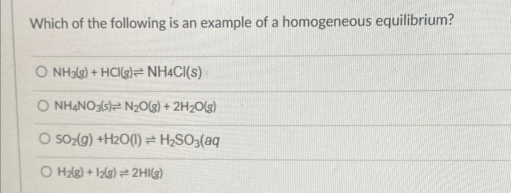Solved Which of the following is an example of a homogeneous | Chegg.com