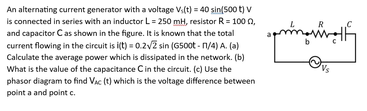Solved An Alternating Current Generator With A Voltage 