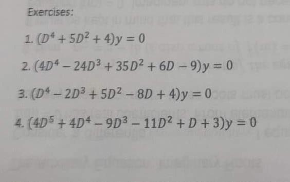 Solved Find the particular solution 1. (D2 + 4D + 4)y = 0 | Chegg.com