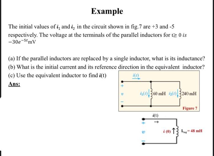 Solved Example The initial values of i and iz in the circuit | Chegg.com