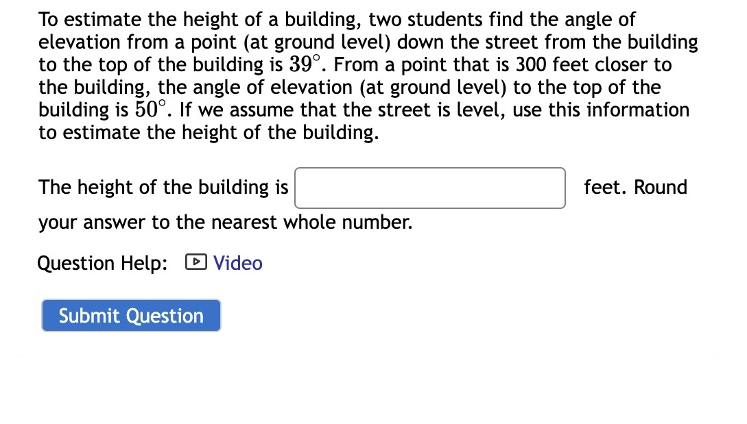 Solved To estimate the height of a building, two students | Chegg.com