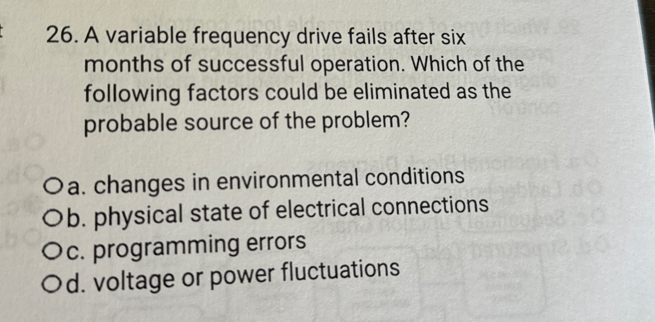 Solved A variable frequency drive fails after six months of | Chegg.com