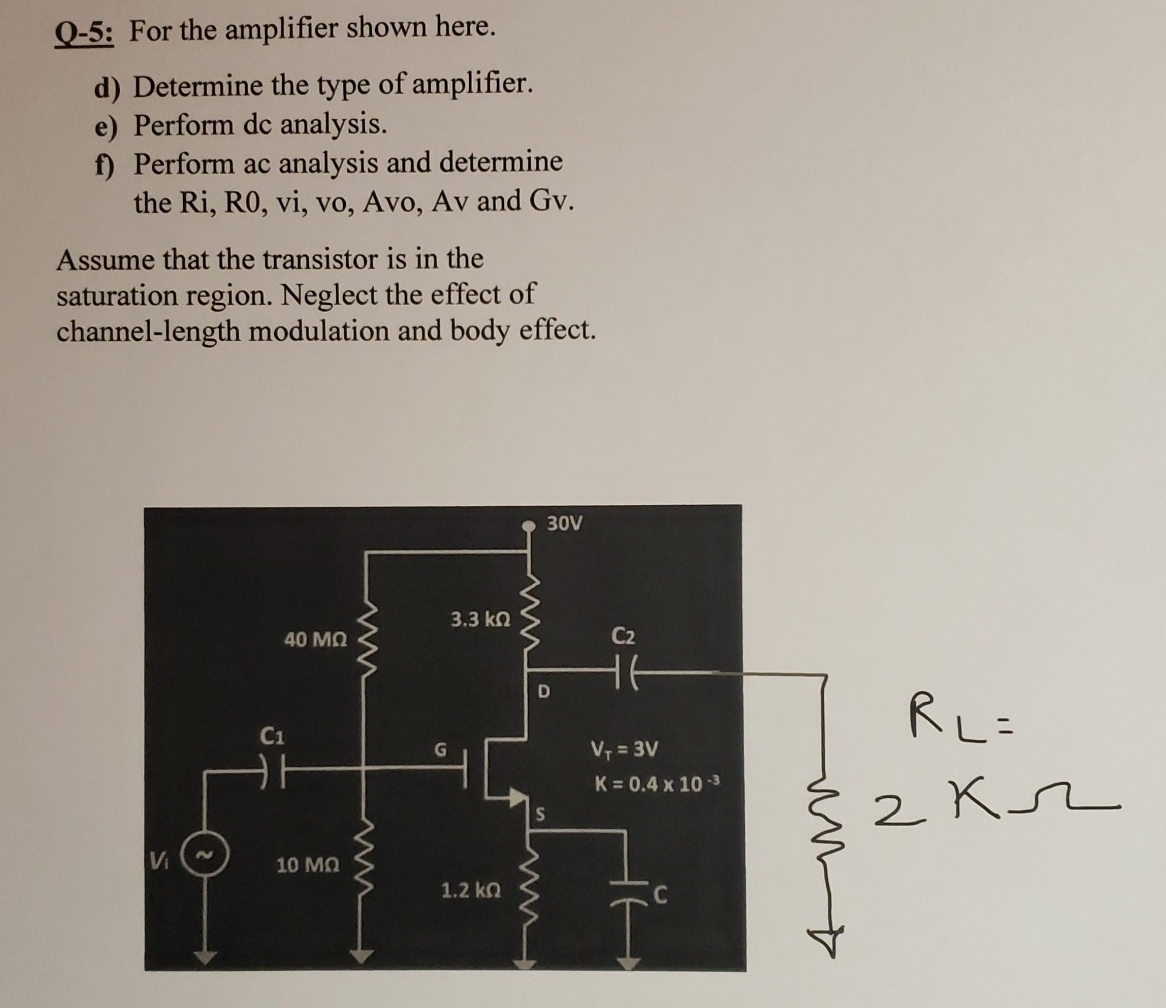 Solved Q-5: For the amplifier shown here.d) ﻿Determine the | Chegg.com