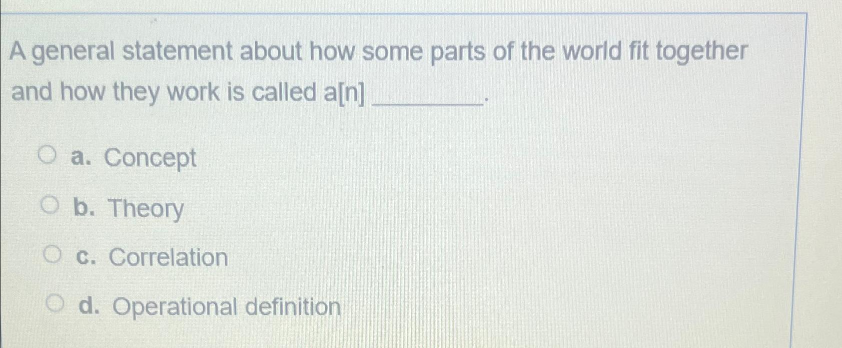 Solved A general statement about how some parts of the world | Chegg.com