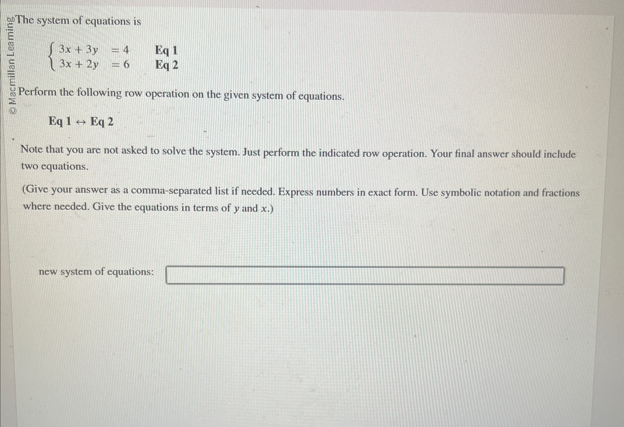 Solved whe system of equations | Chegg.com