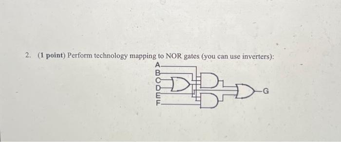 Solved 2. (1 point) Perform technology mapping to NOR gates | Chegg.com
