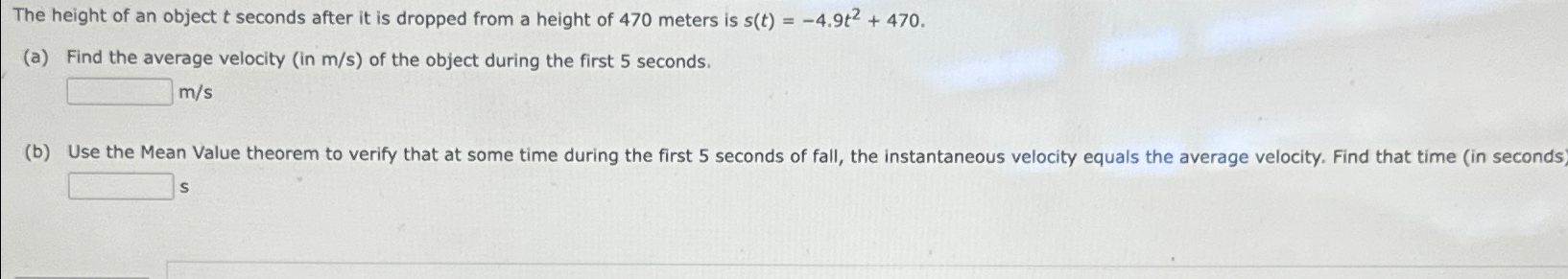 Solved The height of an object t ﻿seconds after it is | Chegg.com