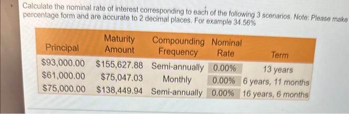 Solved Calculate the nominal rate of interest corresponding | Chegg.com