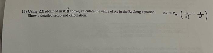 Solved 7 18) Using AE obtained in #19 above, calculate the | Chegg.com