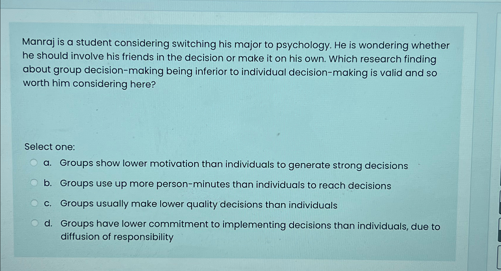 Solved Manraj is a student considering switching his major | Chegg.com