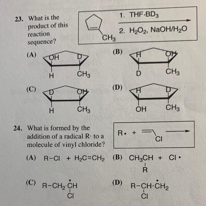 Solved 23. What is the product of this reaction 1. THF⋅BD3 | Chegg.com