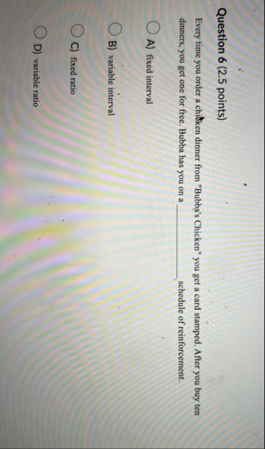 Solved Question 6 (2.5 ﻿points)Every time you order a | Chegg.com