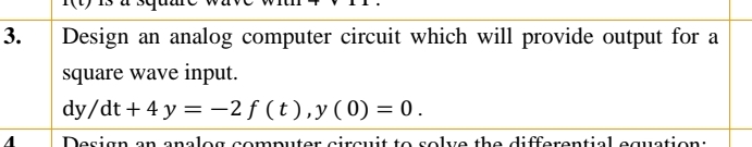Solved Design an analog computer circuit which will provide | Chegg.com
