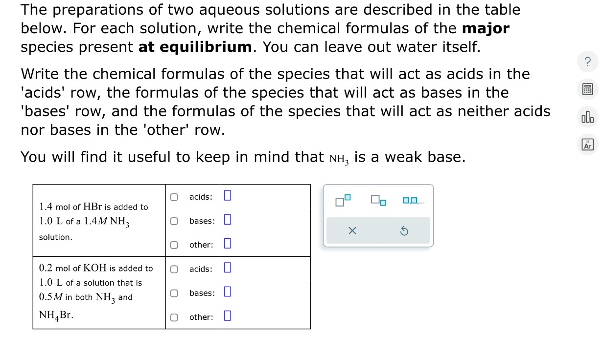 Solved The preparations of two aqueous solutions are | Chegg.com