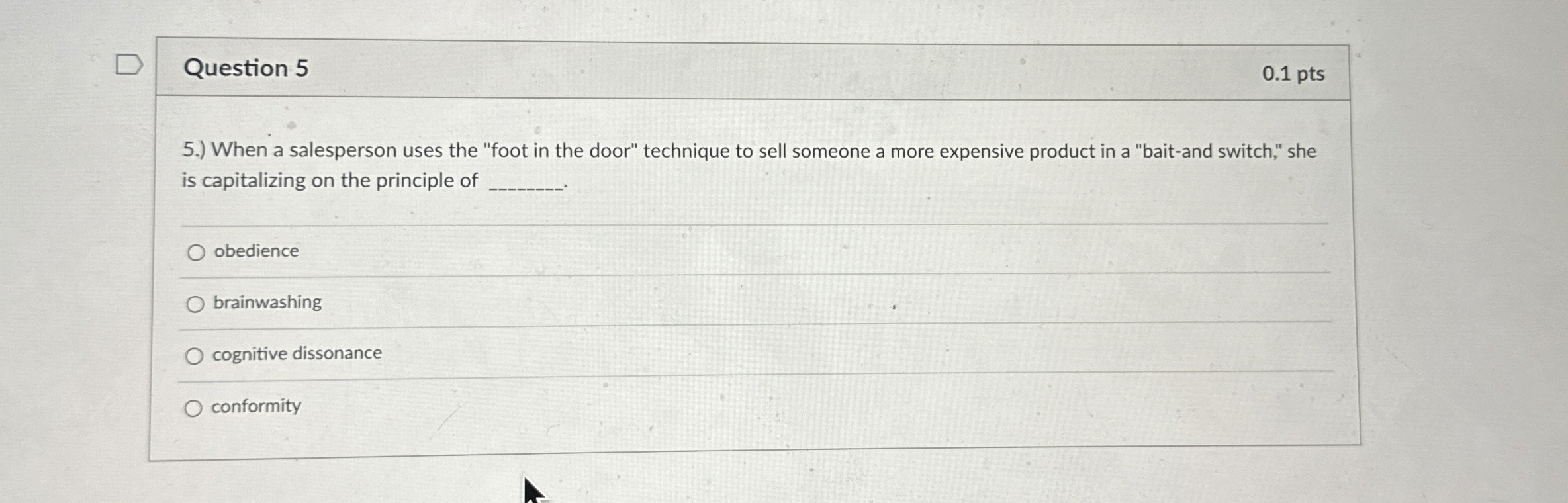 Solved Question 50.1 ﻿pts5.) ﻿When a salesperson uses the | Chegg.com
