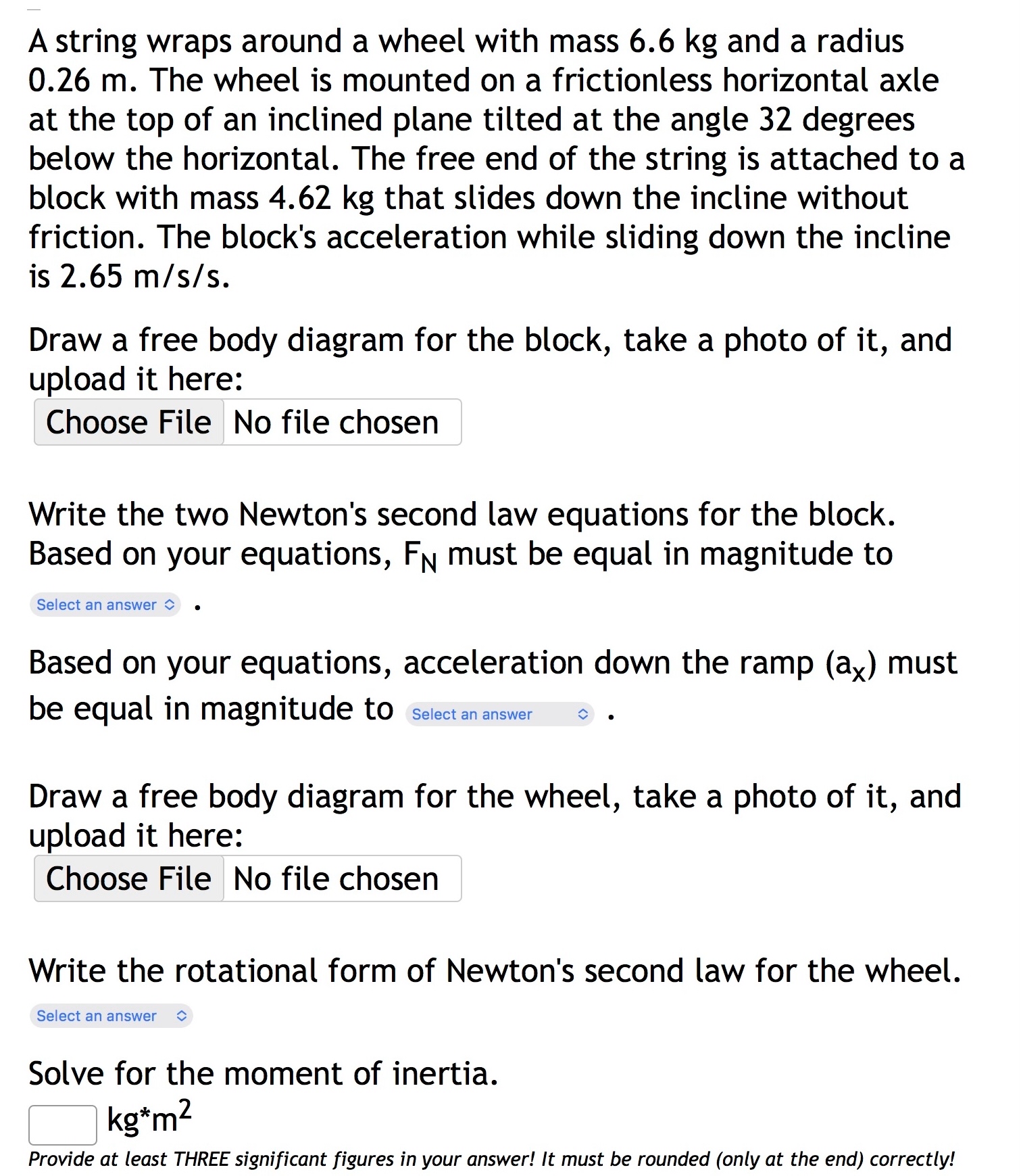 Solved A string wraps around a wheel with mass 6.6kg ﻿and a | Chegg.com