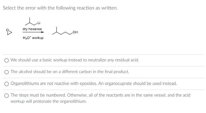 Solved Select the error with the following reaction as | Chegg.com