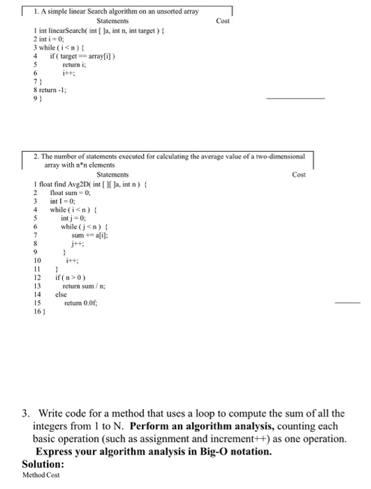 Solved I Cost I A Simple Linear Search Algorithm On An 9956
