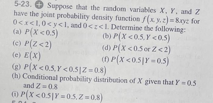 Solved 5-23. + Suppose that the random variables X,Y, and Z | Chegg.com